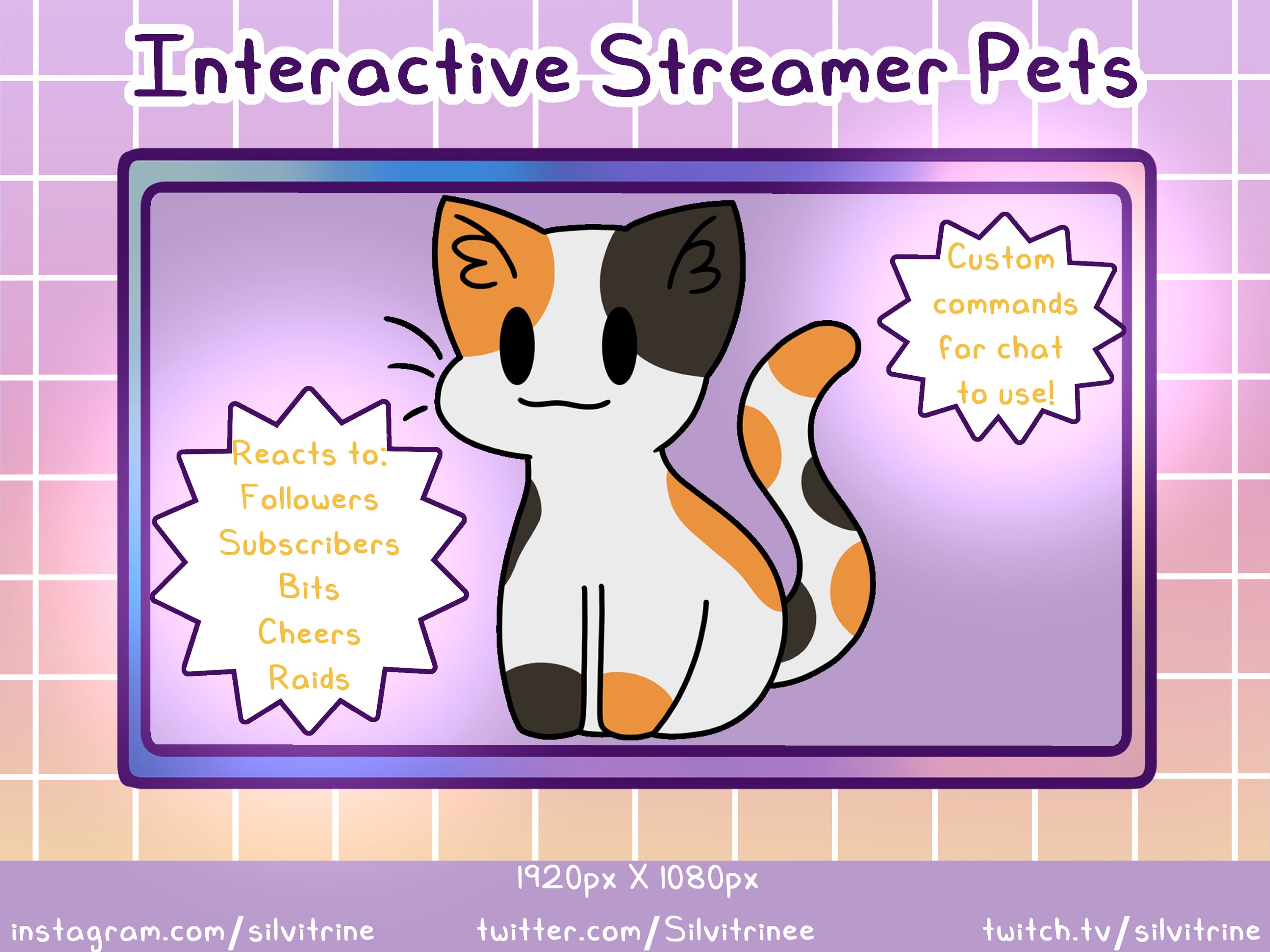 Calico Cat Stream Pet | Cute Animated Pet Cat Mascot Stream Widget ...