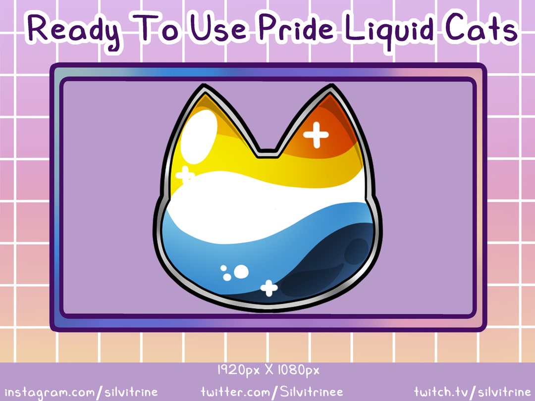 Asexual Aromantic/aroace Flag Liquid Cat Emoji LGBTQIA Emote for Twitch ...