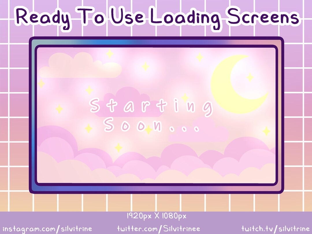 Animated Stream Starting Soon Screens 3 Pink Night Sky Screens for ...