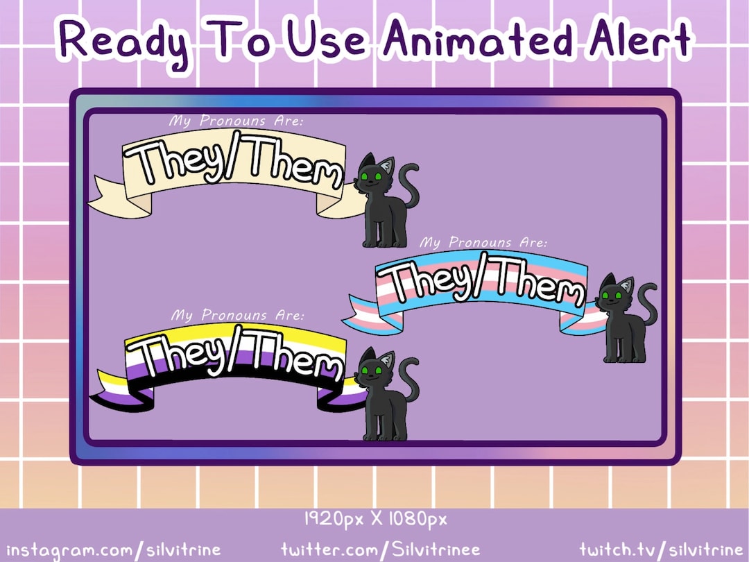 They/them Pronouns Jumping Cat Twitch Alert Animated - Etsy