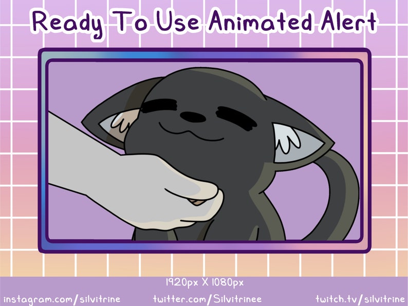 Black Cat Animated Twitch Alert | Animated Cat Chin Scratch Alert | - Etsy