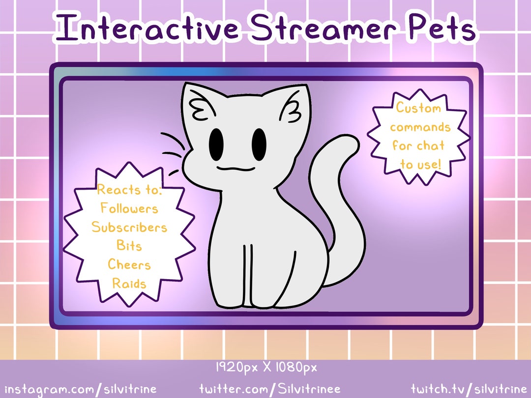 White Cat Stream Pet | Cute Animated Pet Cat Mascot Stream Widget ...