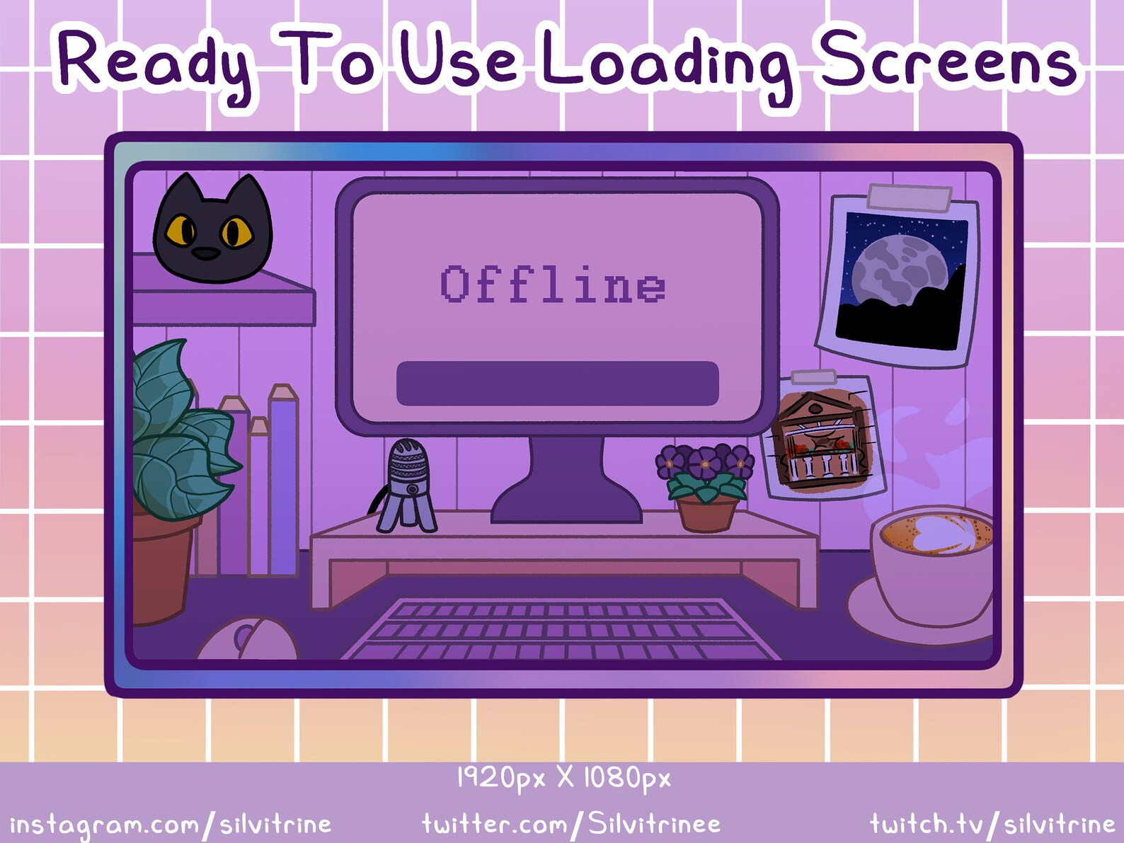 Animated Stream Starting Soon Screens 3 Purple Study Desk Screens for ...