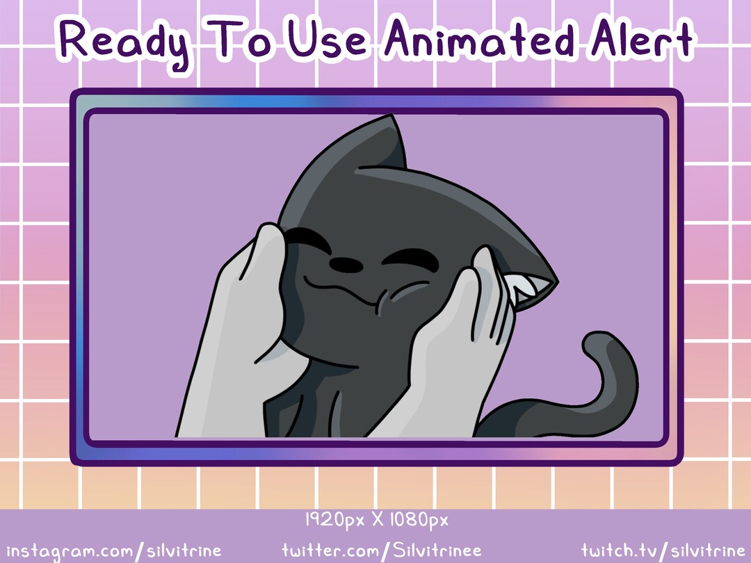 Black Cat Animated Twitch Alert | Animated Cat Face Squish Alert | - Etsy