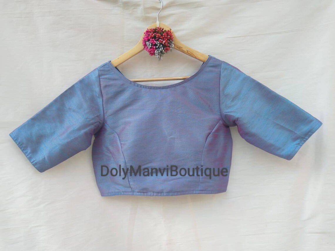 Handmade Designer Women Saree Blouse, Ice Blue Sari Blouse, Sari Blouse ...