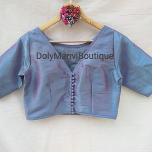 Handmade Designer Women Saree Blouse, Ice Blue Sari Blouse, Sari Blouse ...