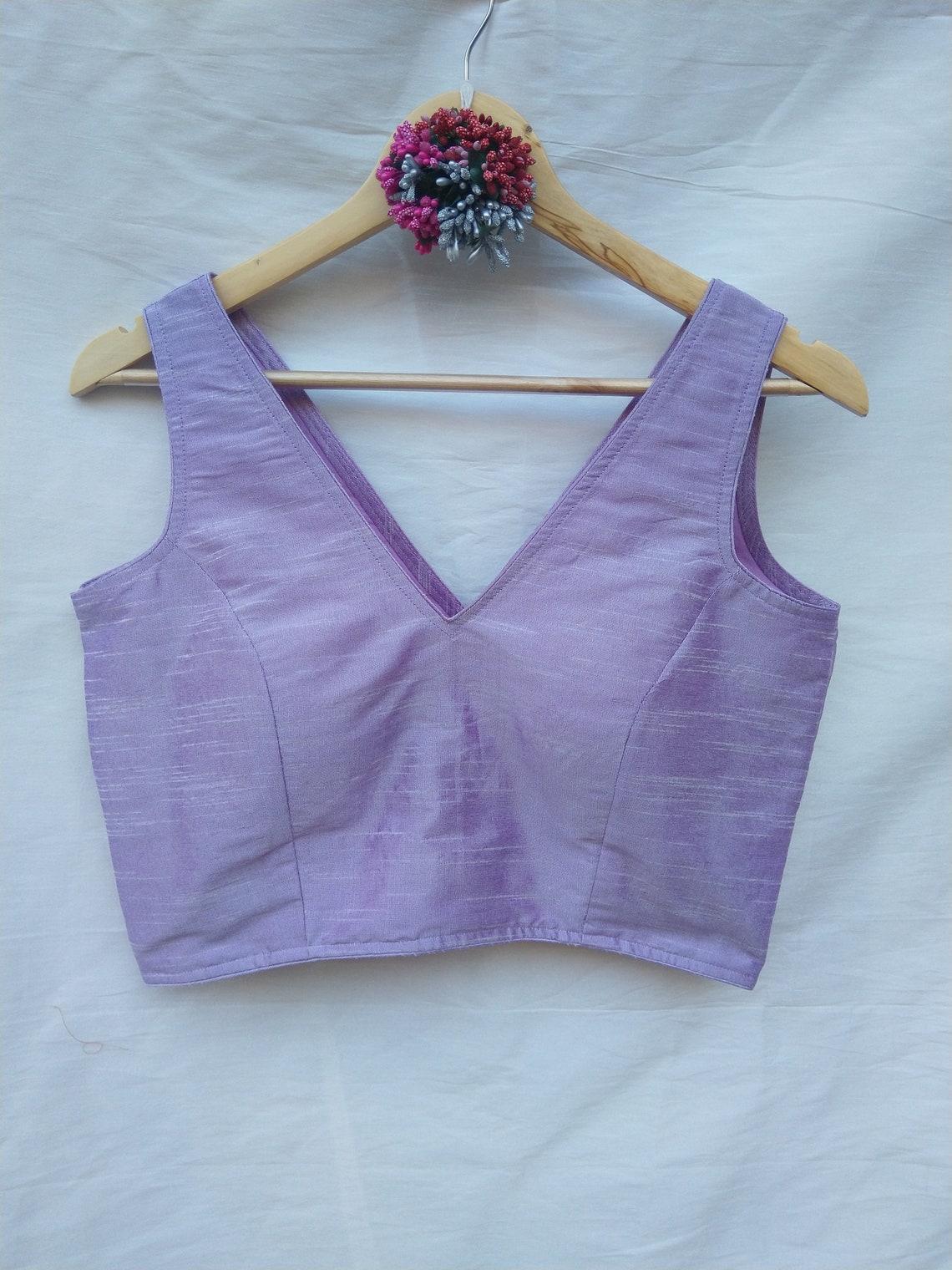 Buy Handmade Designer Women Saree Blouse Light Purple Sari Online in ...