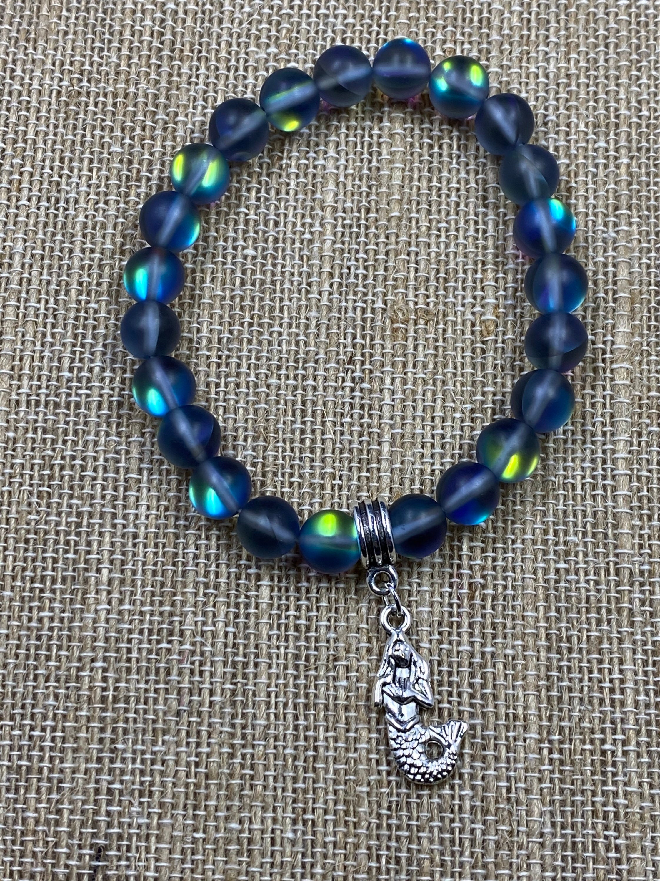 Mermaid Aura Glass Crystal Bead Bracelet Stretchy Bracelet - Etsy
