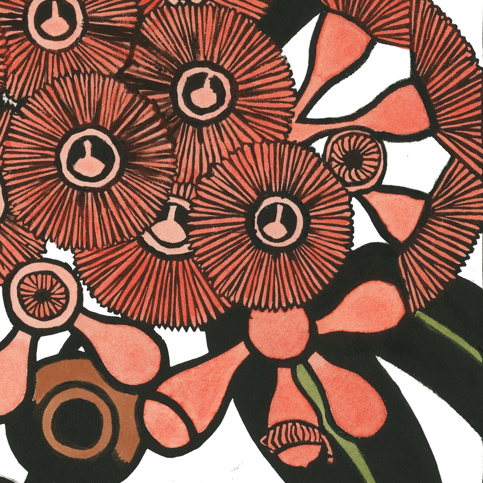 Gum Blossoms, Linocut Card, Blank Card, Watercolour Card, Australian ...