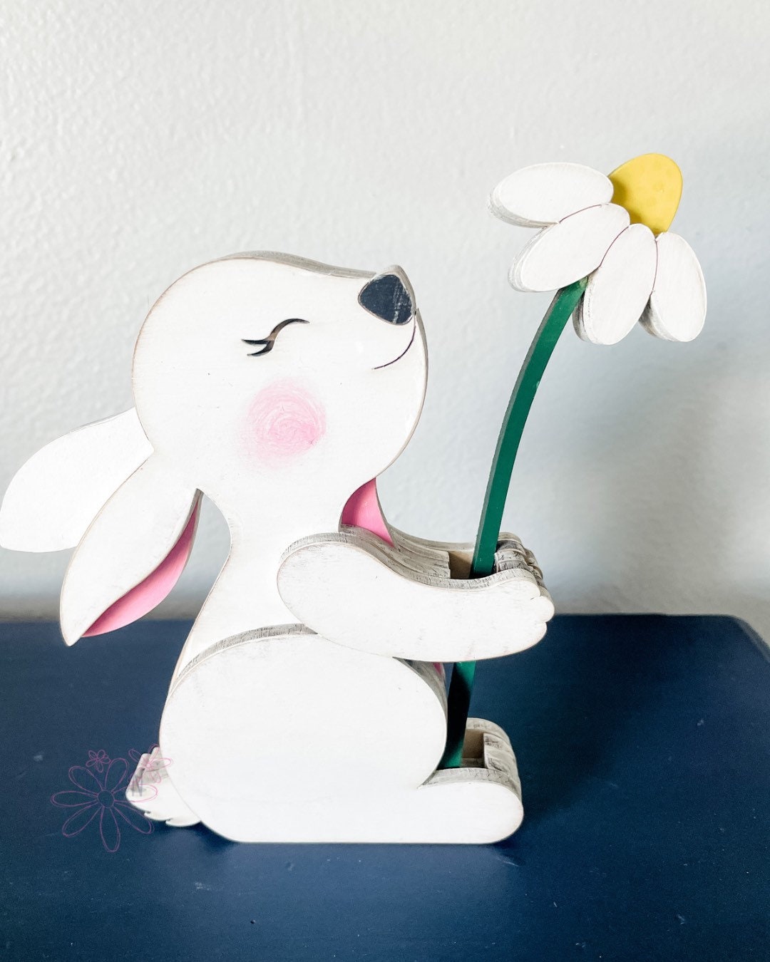 Wooden Bunny Flower Holder, Wooden Bunny Decor, Easter Decor, Spring ...