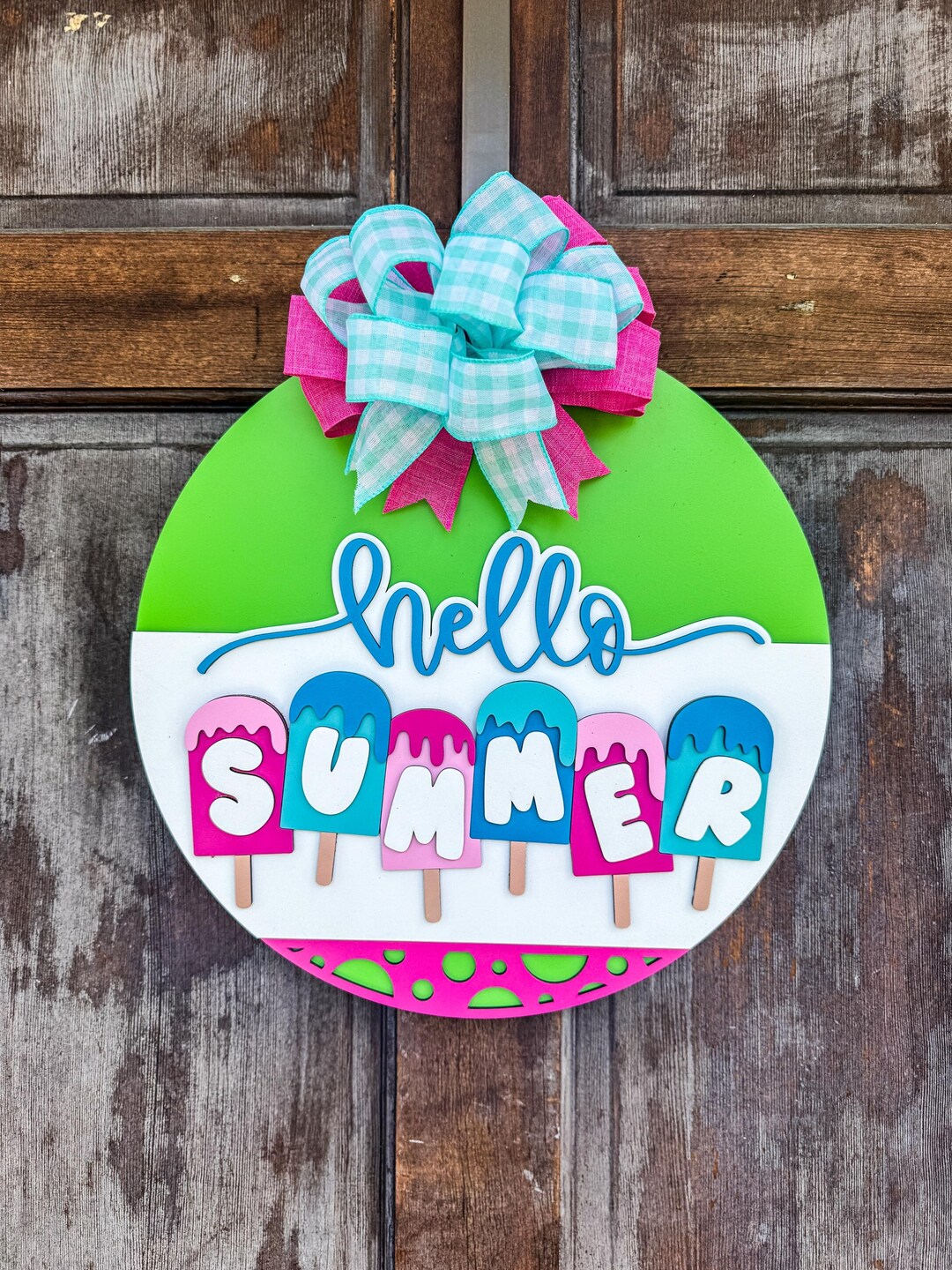 Hello Summer Door Hanger, Popsicle Door Hanger, Summer Door Decor, Hand ...