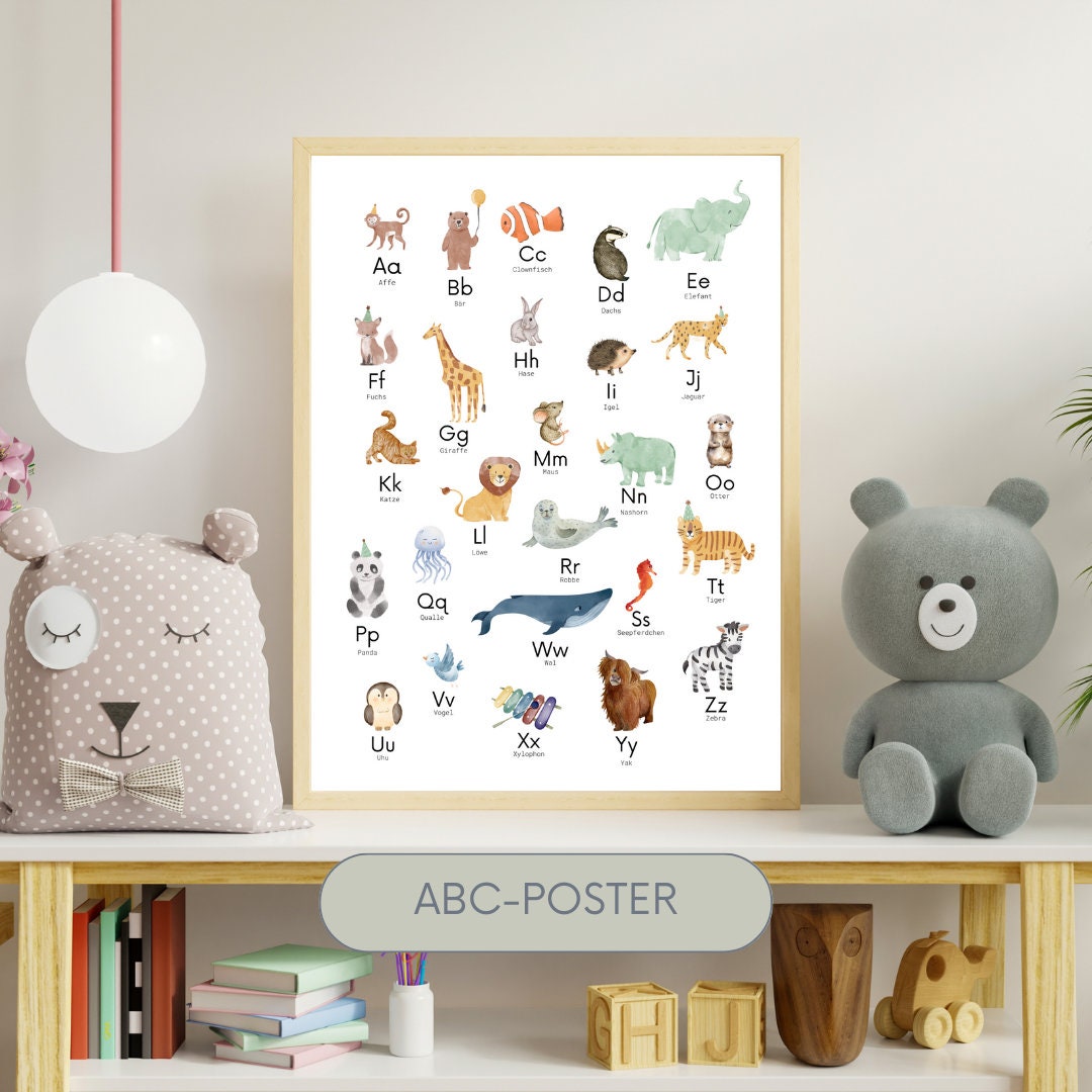 ABC Learning Poster With Animals for Kids Digital Download PDF - Etsy