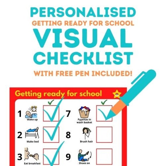 Getting ready for school checklist. Ticklist. Visual | Etsy