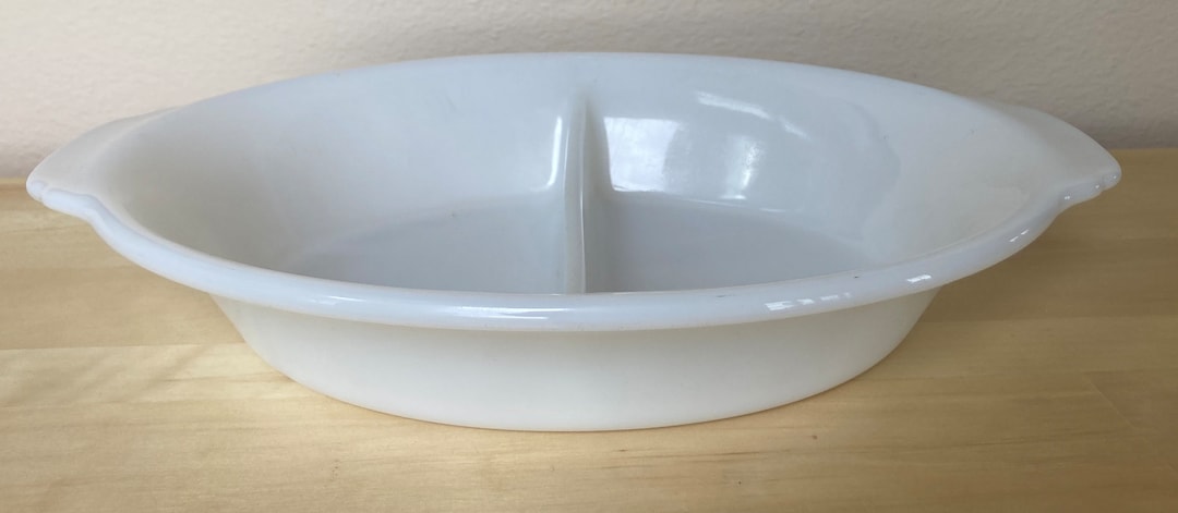Vintage Fire King #468 White Milk Glass Divided Serving Dish - Etsy