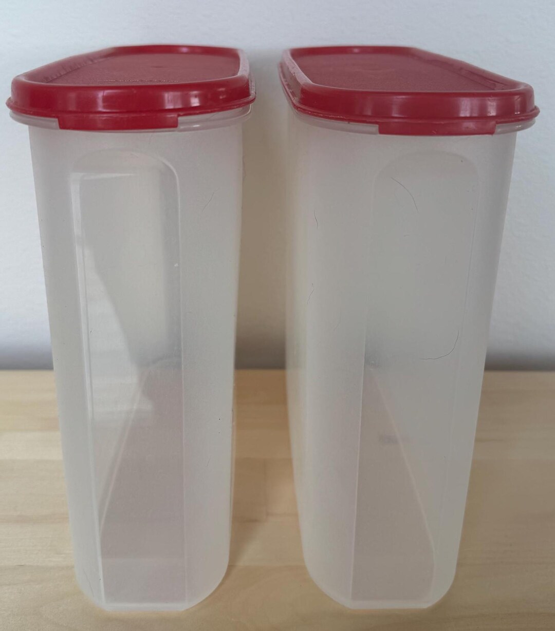 Vintage Tupperware Modular Mates: Oval 3.9 Liter Containers, Red Lids ...