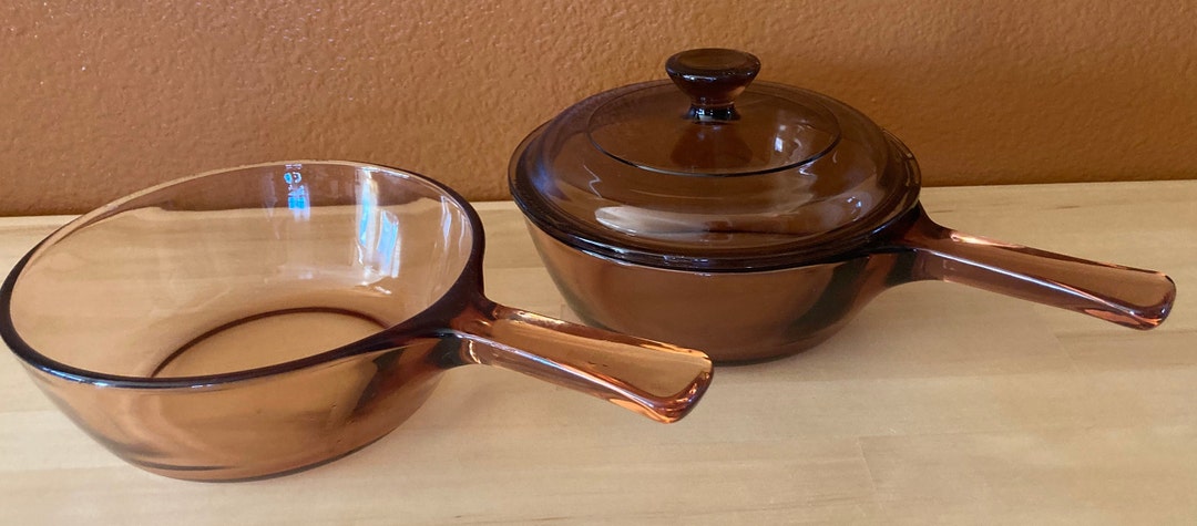3 Piece Set of Vintage Corning Ware Pyrex Amber Vision Ware : 2 .5 ...