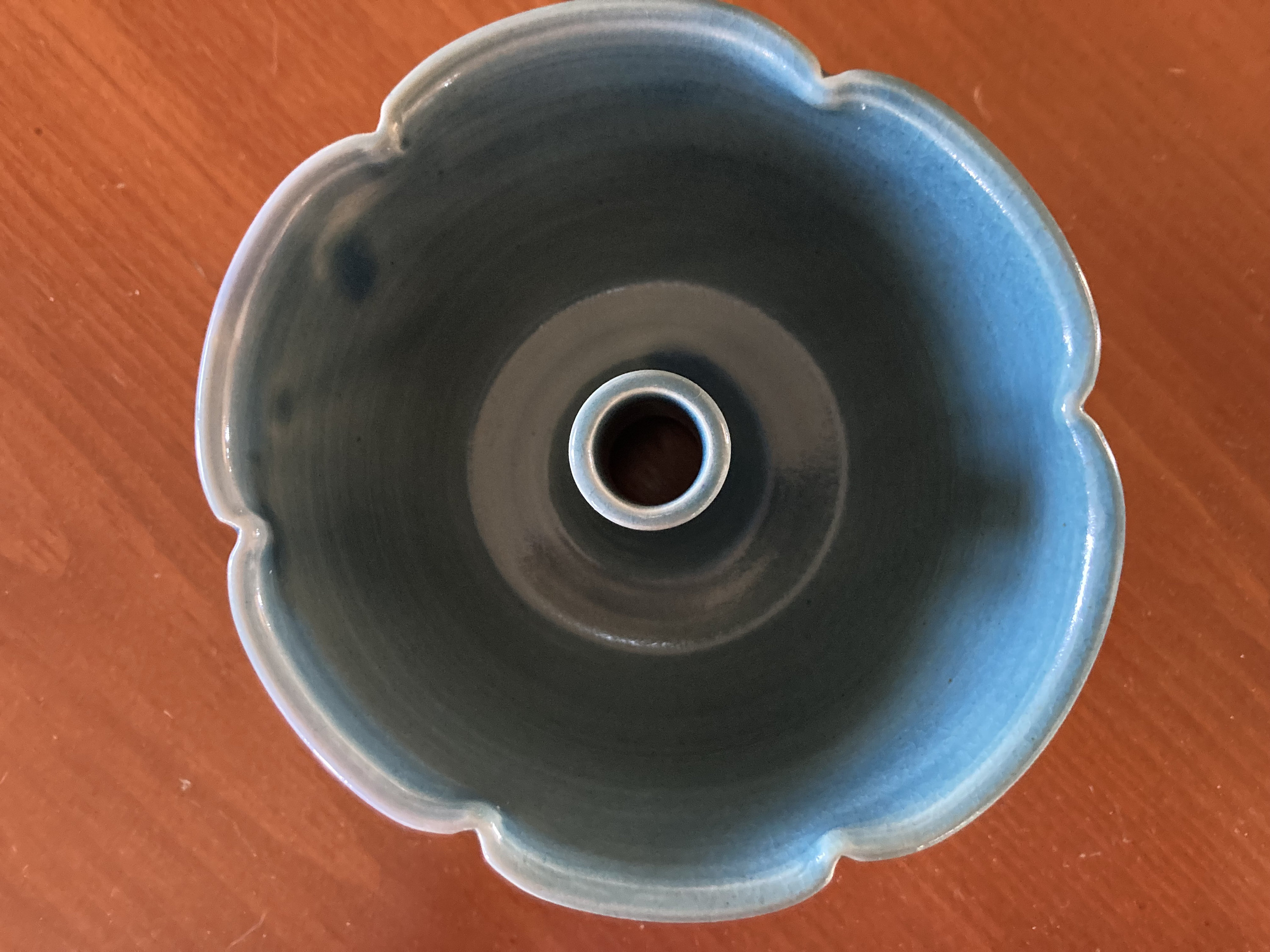 Blue Fluted Pottery Bowl With Scalloped Edge - Etsy