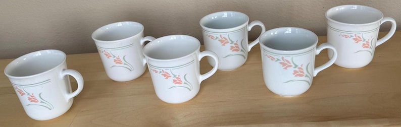 Set of 6 Vintage Corelle by Corning "peach Garland" 8 Oz Mugs - Etsy