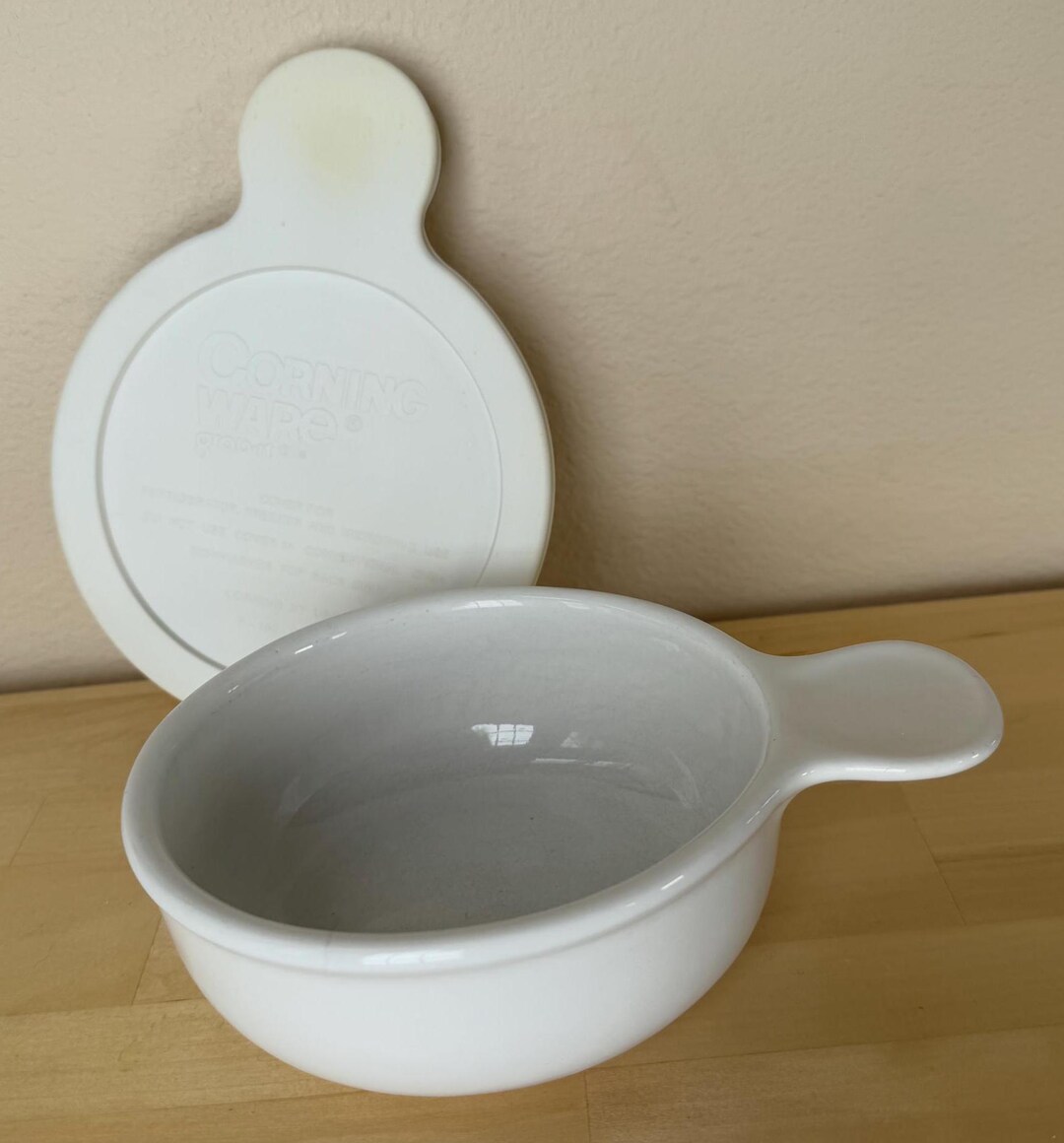 Vintage Corning Ware Stoneware French White 15 Oz. Grab-it Bowl With ...