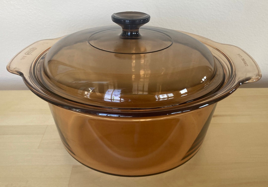 2 Piece Set of Vintage Corning Ware Pyrex Amber Vision Ware 5L Glass ...