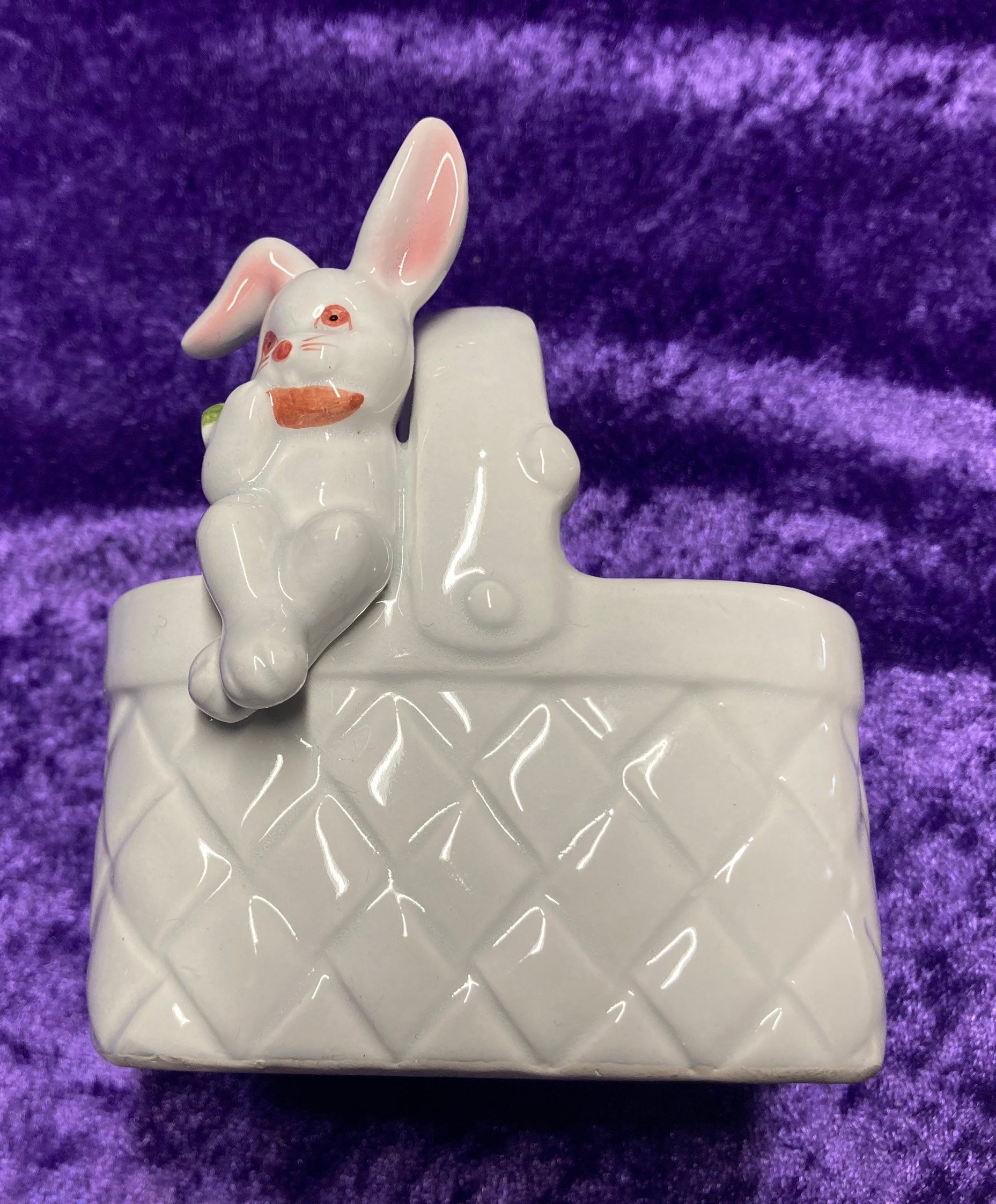 1979 Fitz and Floyd Ceramic Basket With Sitting Bunny - Etsy