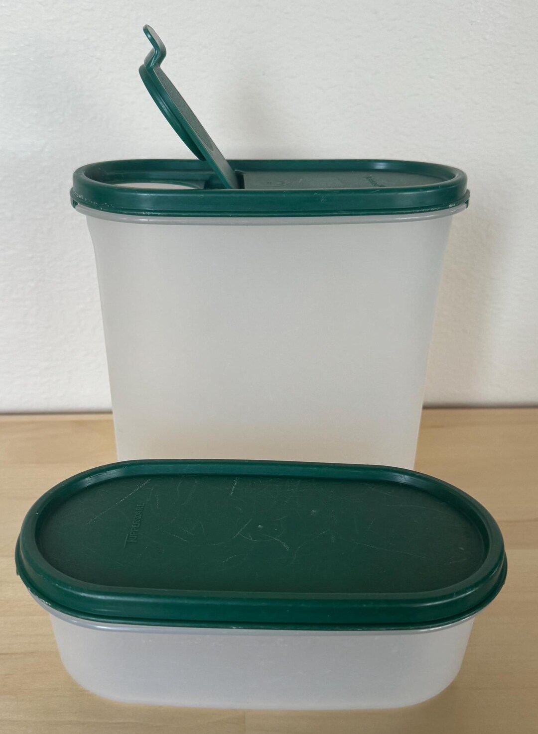 2 Piece Vintage Tupperware Modular Mates Clear Containers With Green ...