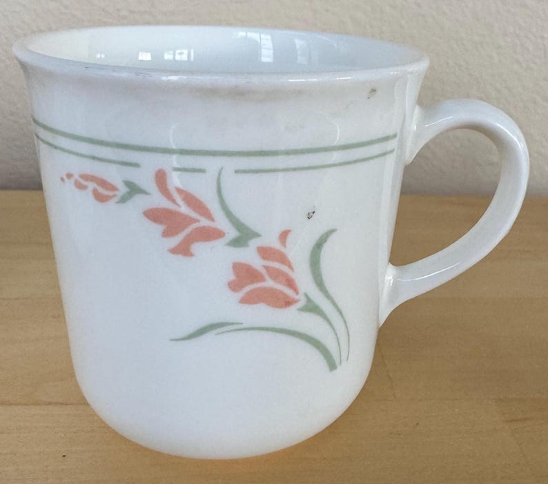 Set of 6 Vintage Corelle by Corning "peach Garland" 8 Oz Mugs - Etsy