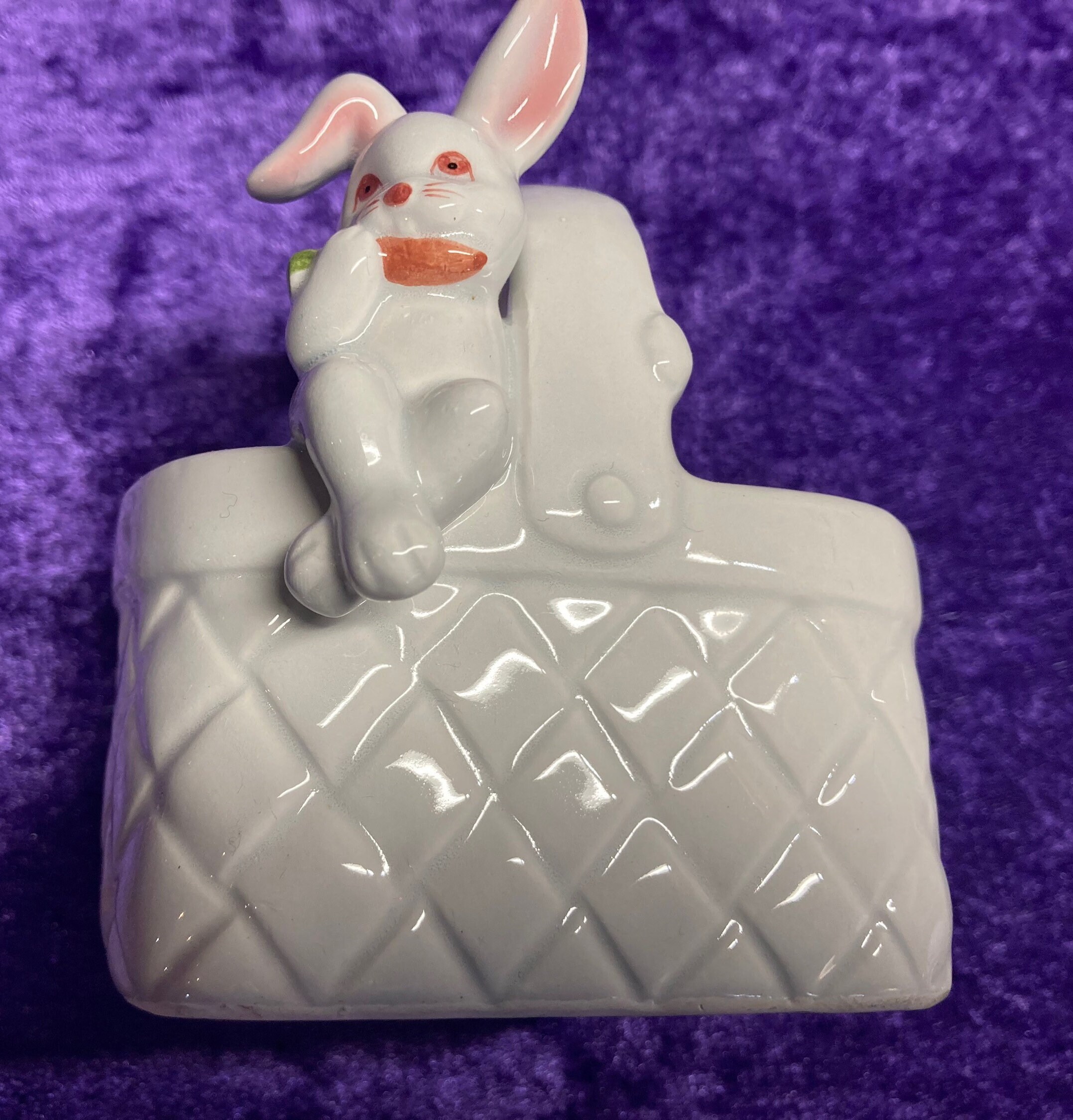 1979 Fitz and Floyd Ceramic Basket With Sitting Bunny - Etsy