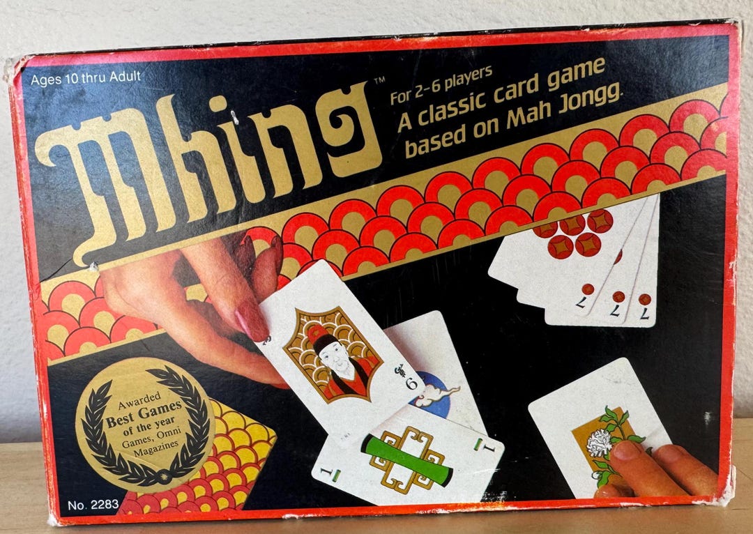 Vintage 1983 Mhing Card Game in Original Box: 150 Cards, Score Pad, Scoring Cards, Plastic Card ...