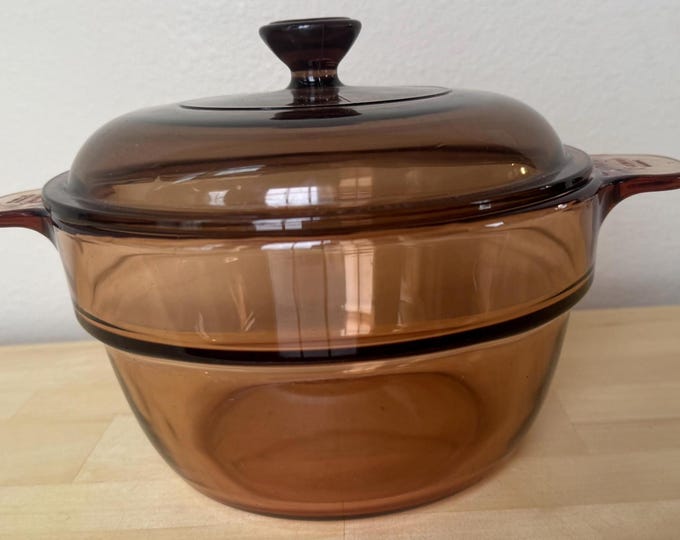 2 Piece Set of Vintage Corning Ware Pyrex Amber Vision Ware 1.5 Quart ...