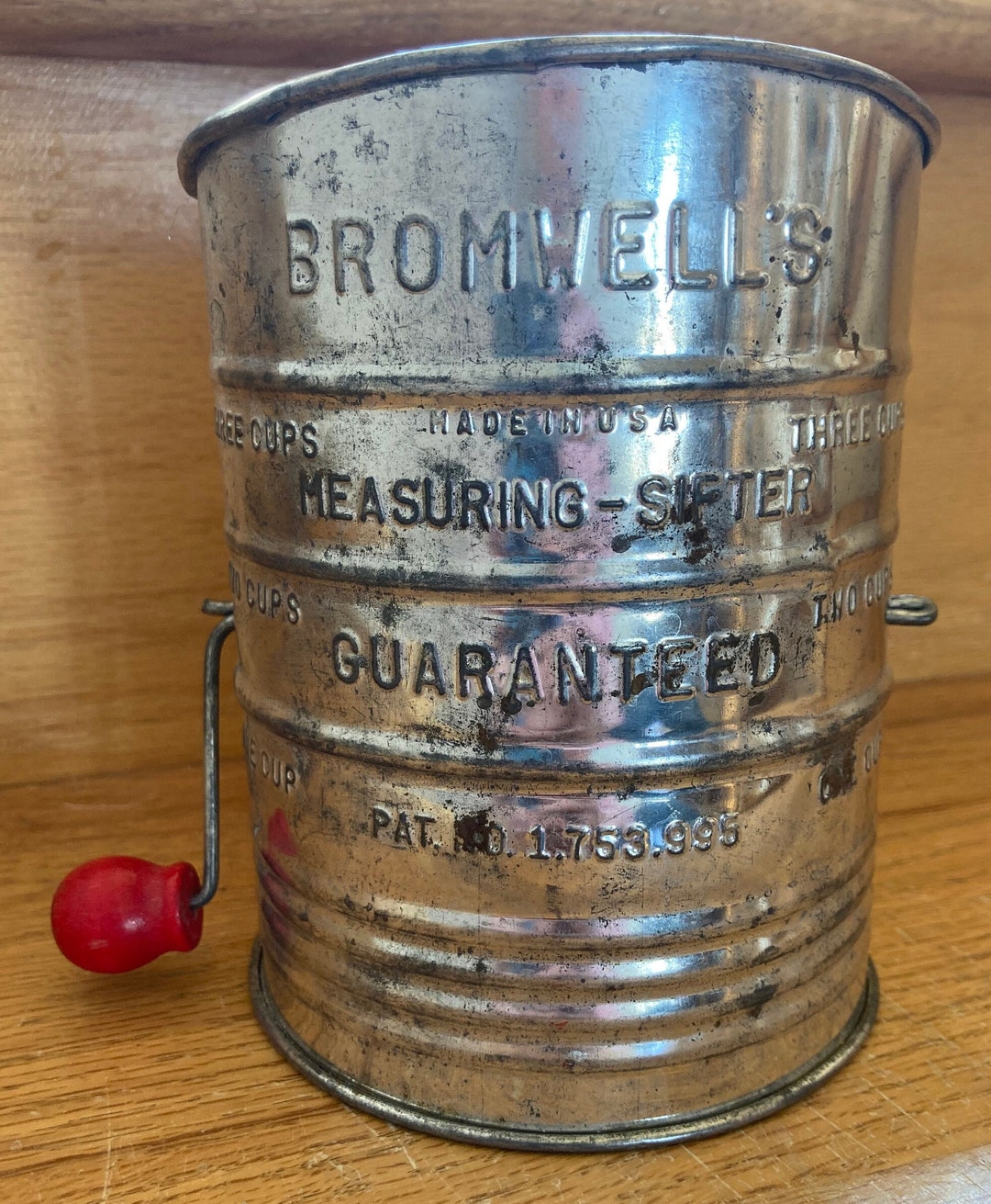 Vintage Bromwell's 3 Cup Tin Sifter With Red Wood Handle - Etsy