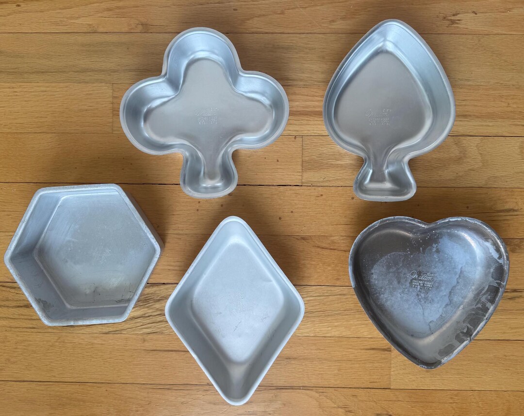 Vintage Wilton Aluminum Cake Pans: Heart, Spade, Diamond, Club, Hexagon ...
