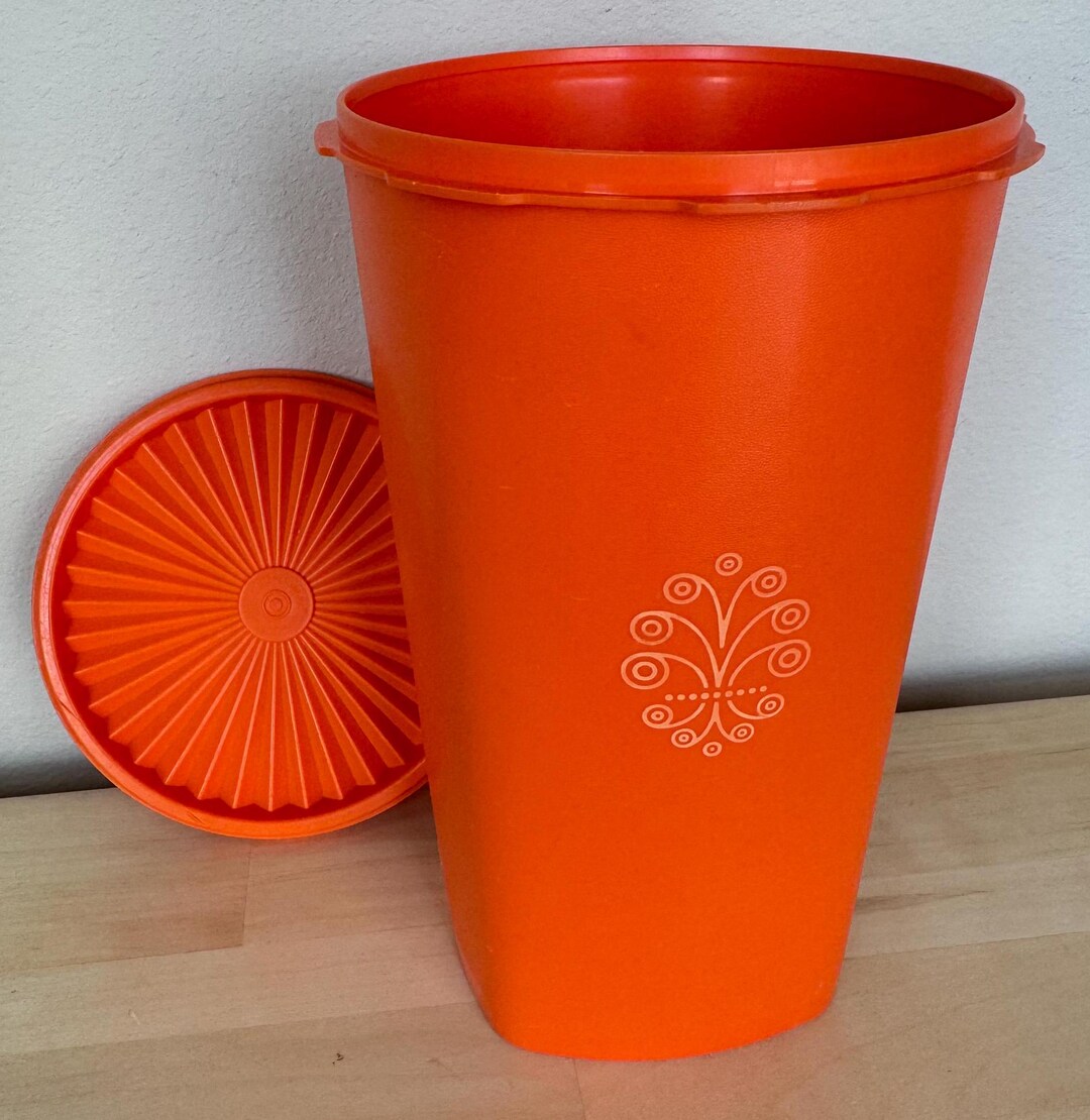 Vintage Tupperware Orange Design Orange Tall Canister #1222-3 With ...