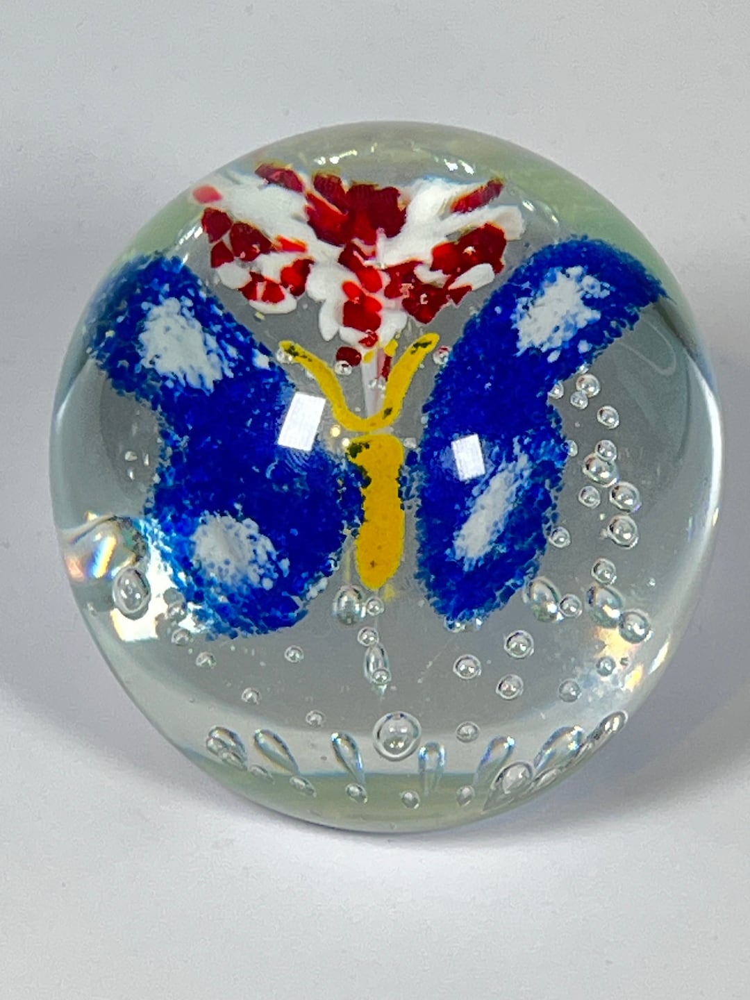 Gentile Glass Paperweight With Butterfly and Flower and Controlled ...