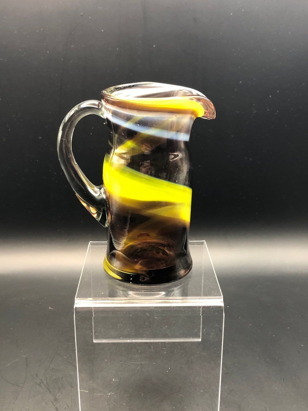 Slag Glass / End of Day Glass Mini Pitcher Swirl Colors Art Glass Gift ...
