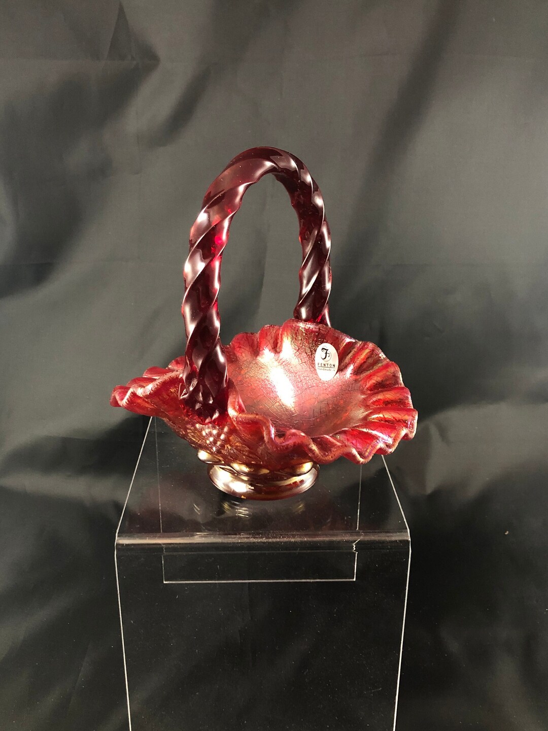 Fenton Ruby Amberina Stretch Glass Basket: Paneled Grape, Historic Collection - Etsy
