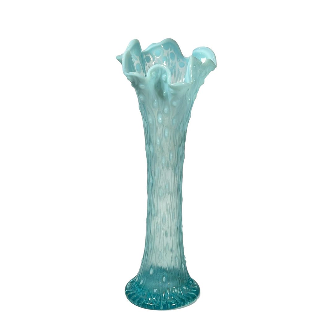 Vintage Northwood "tree Trunk" 12" Vase, Blue Opalescent, Standard Base ...