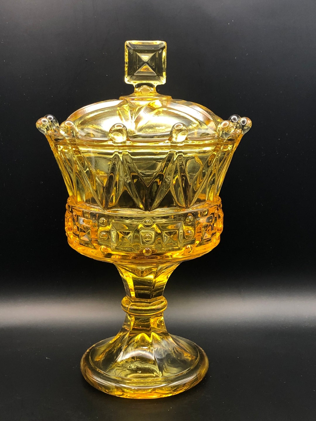 Fostoria - Crown Collection - Gold Glass - Covered Compote - Etsy