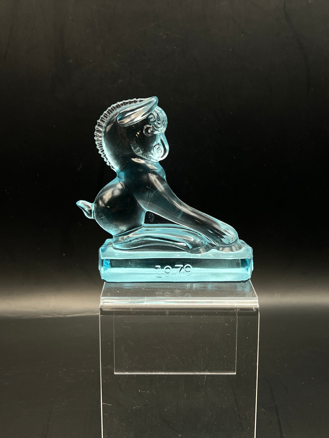 Imperial Glass - "balking Colt" - Pale Blue Glass Figure - 1979 From ...