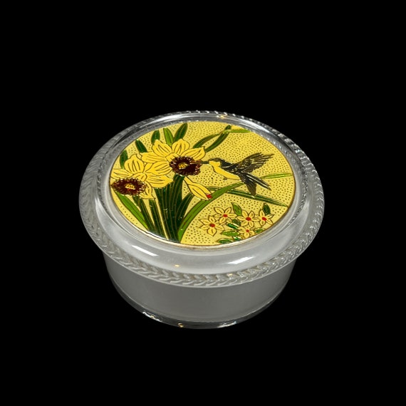 Cloisonne on Lead Crystal Round Trinket Box - Gem