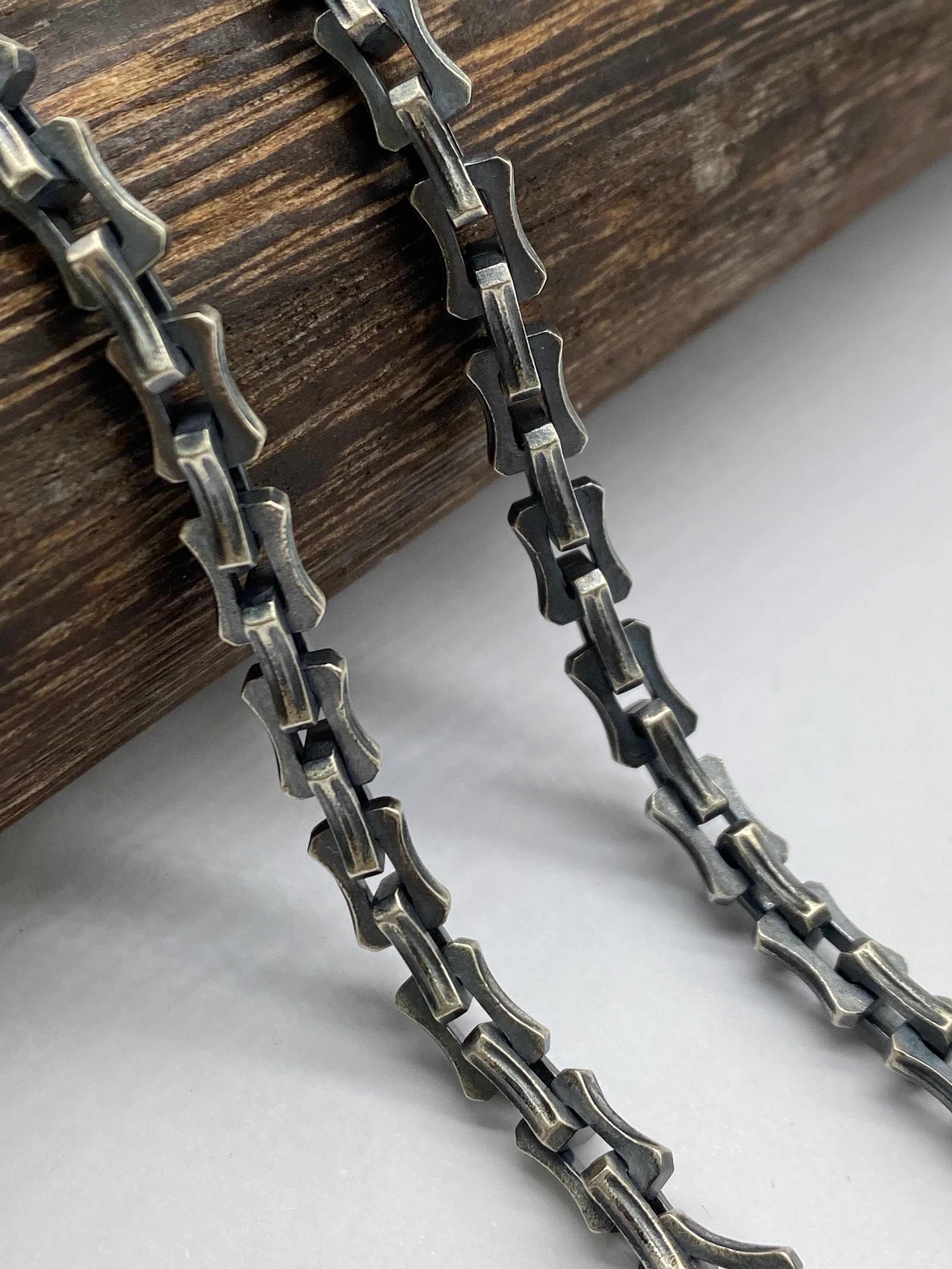 6mm Oxidized Silver Chain Dragon Bone Chain Cable Chain 925 - Etsy