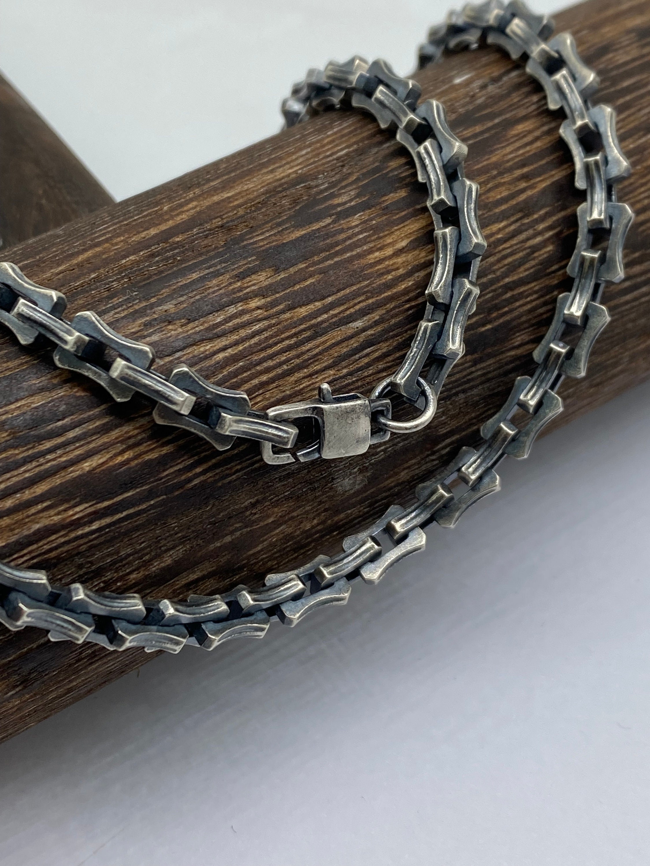 6mm Oxidized Silver Chain Dragon Bone Chain Cable Chain 925 - Etsy