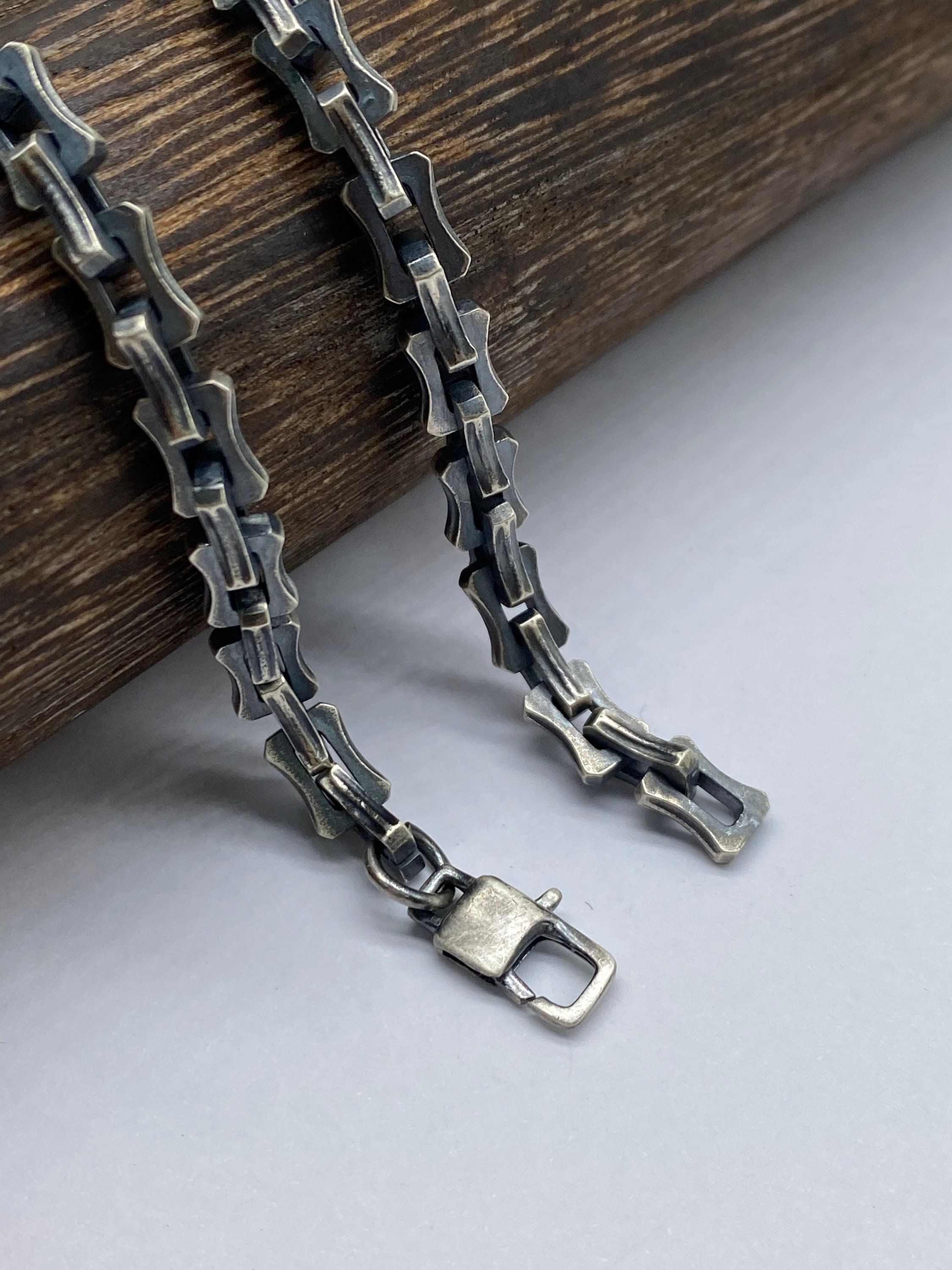 6mm Oxidized Silver Chain Dragon Bone Chain Cable Chain 925 - Etsy