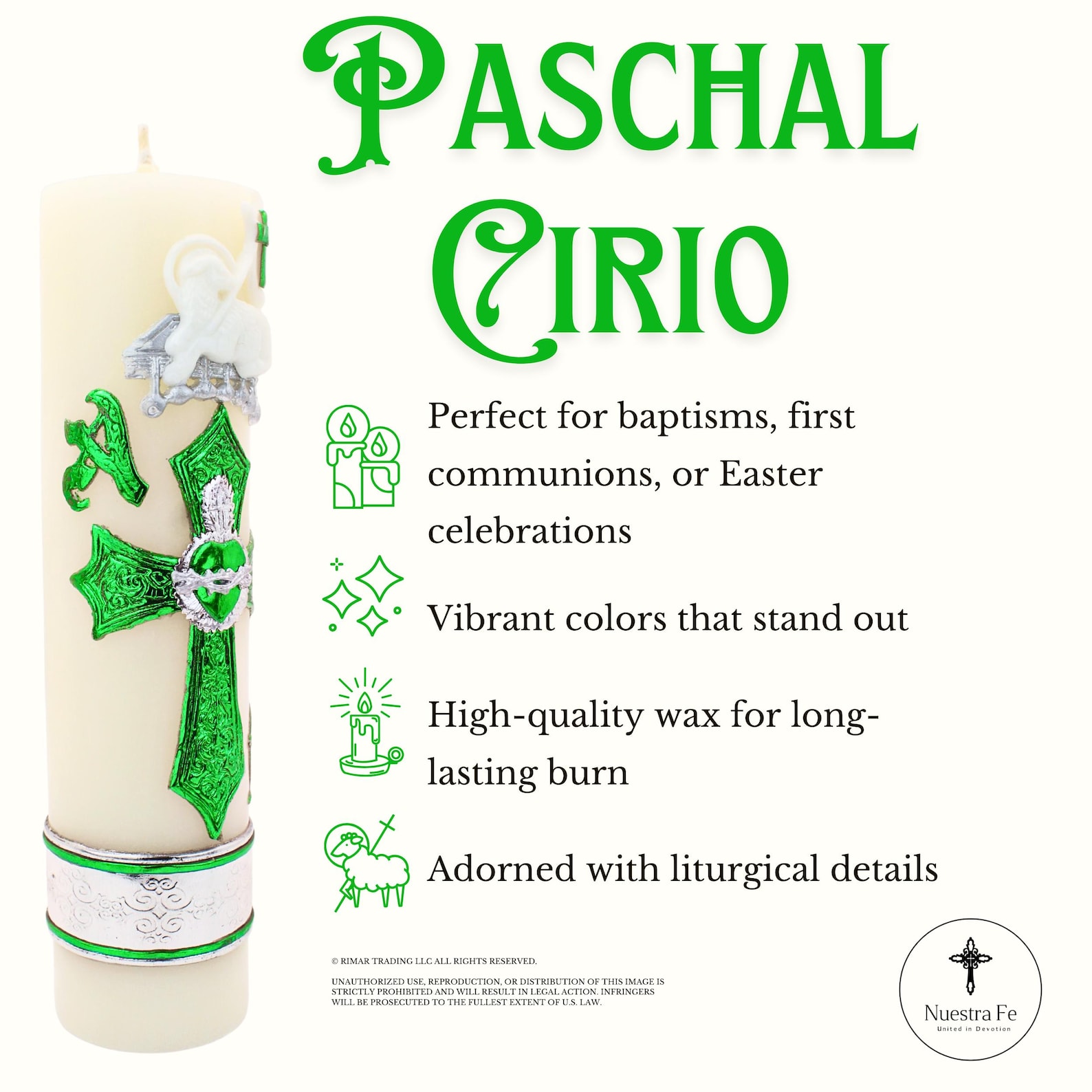 Large Catholic Religious Candles - Catholic Paschal Candle - Large ...