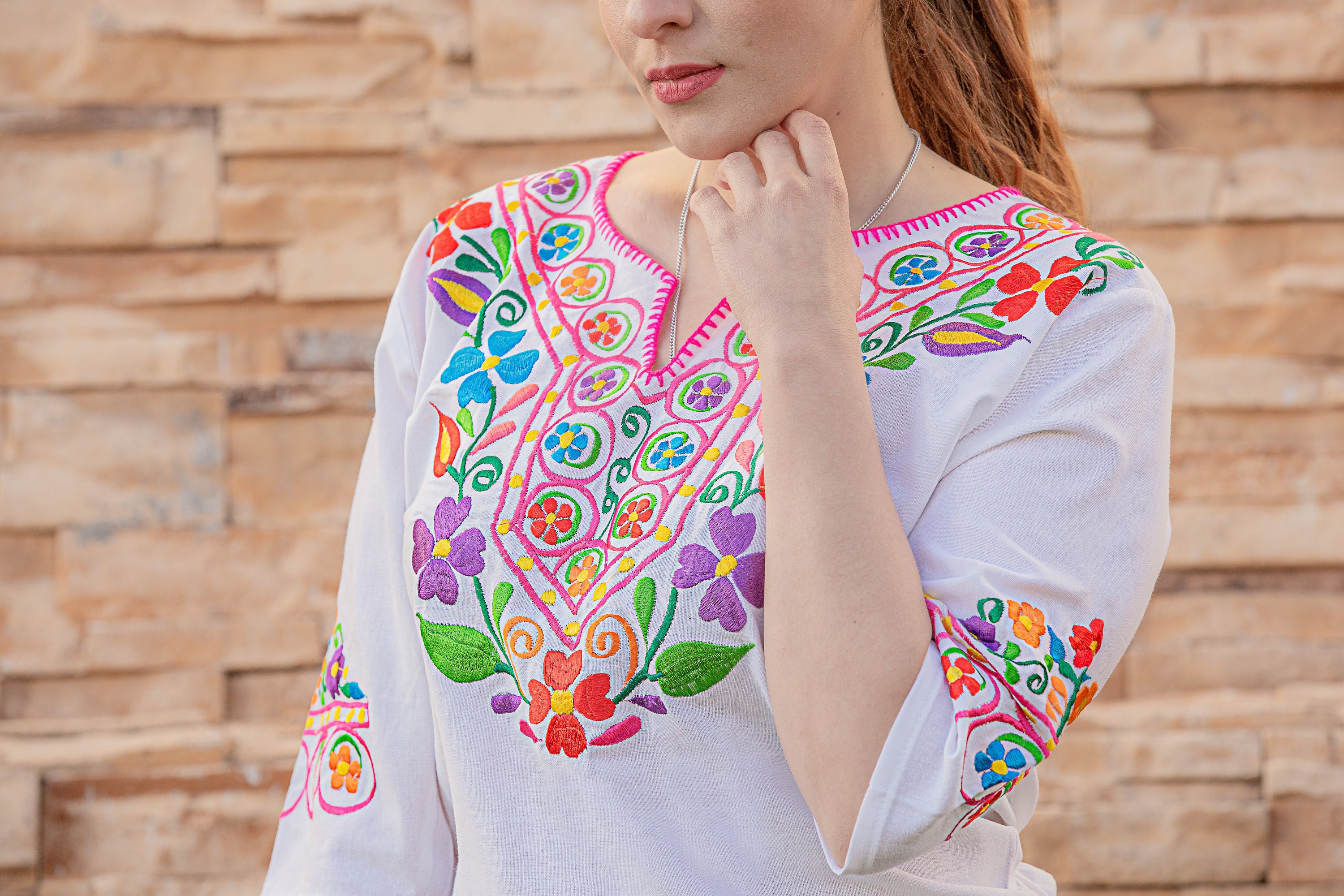 Traditional Mexican Shirt for Women Made in Mexico Embroidered Mexican ...
