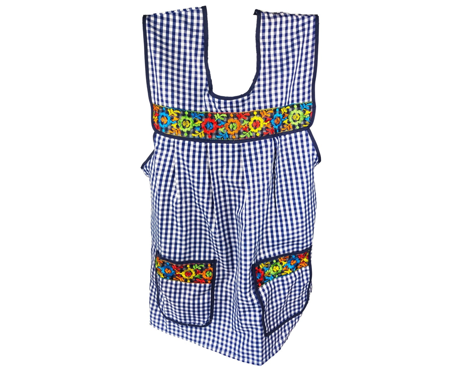 Traditional Mexican Apron for Women With Pockets and Beautiful Flower ...