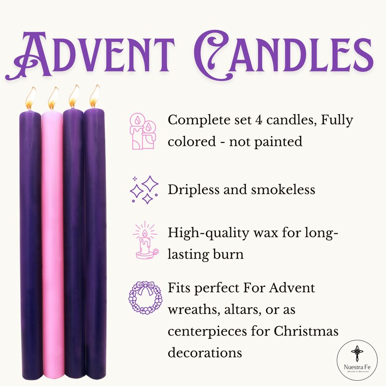 Dripless Advent Candles Set of 4 Handmade in Mexico - Advent Wreath ...