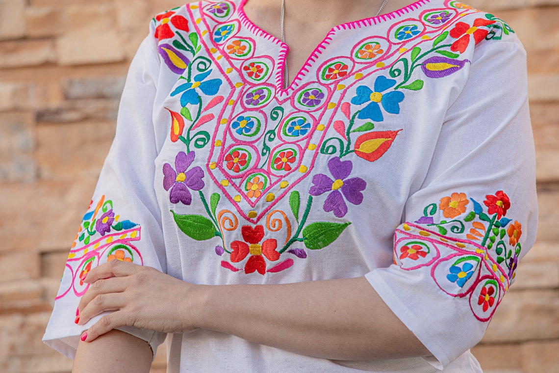 Traditional Mexican Shirt for Women Made in Mexico Embroidered Mexican ...