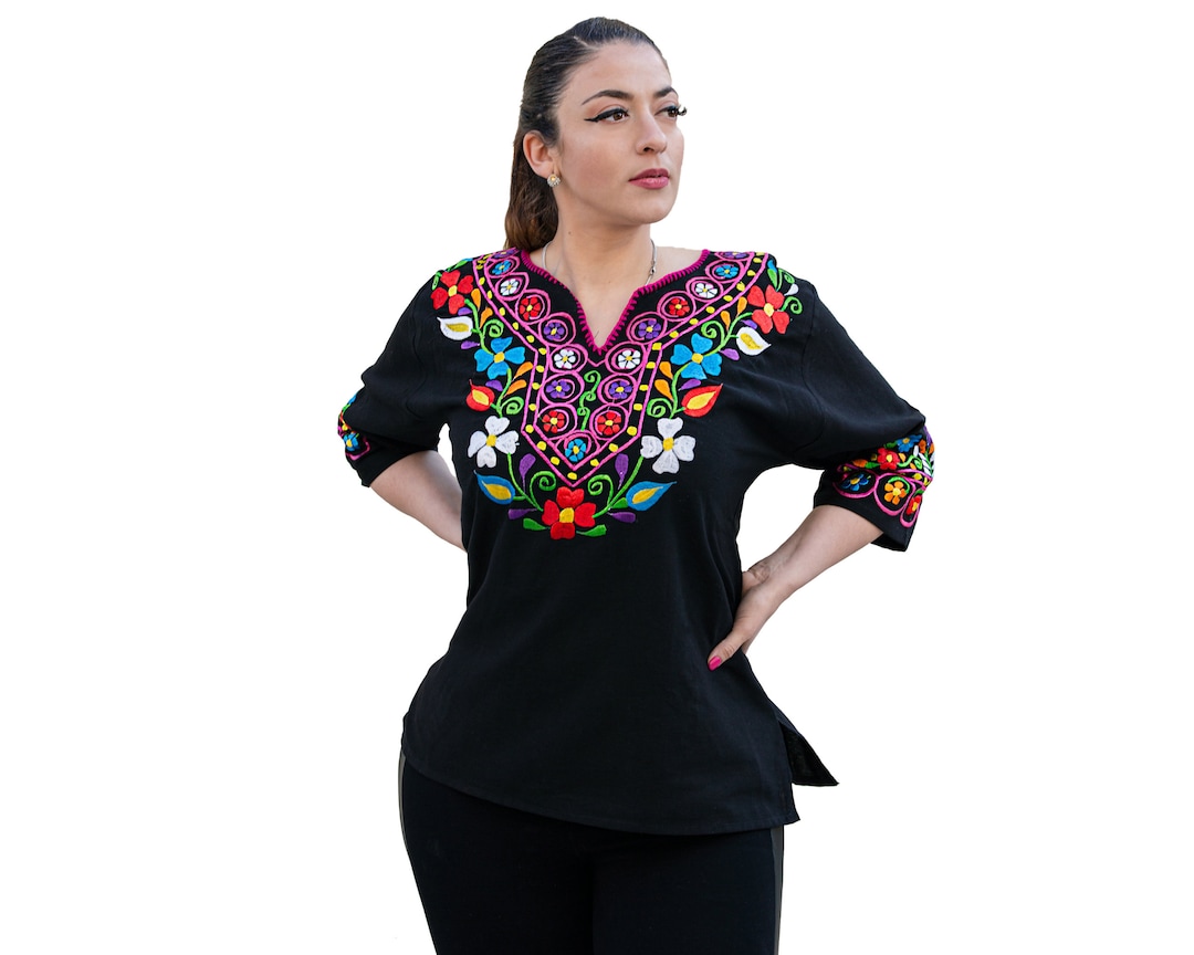 Traditional Mexican Shirt for Women Made in Mexico - Embroidered ...