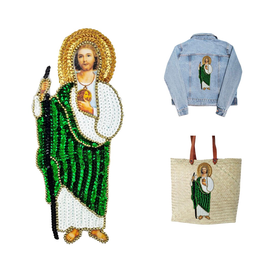 San Judas Tadeo Sequin Applique Patch It Can Be Sewed/glued on Caps and ...